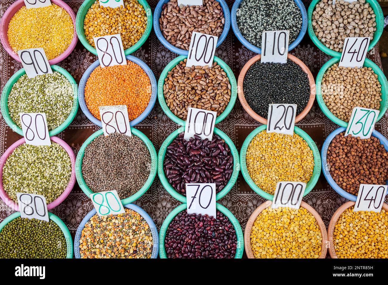 Spices on display, Spice market, in Khari Baoli, near Chandni Chowk ...