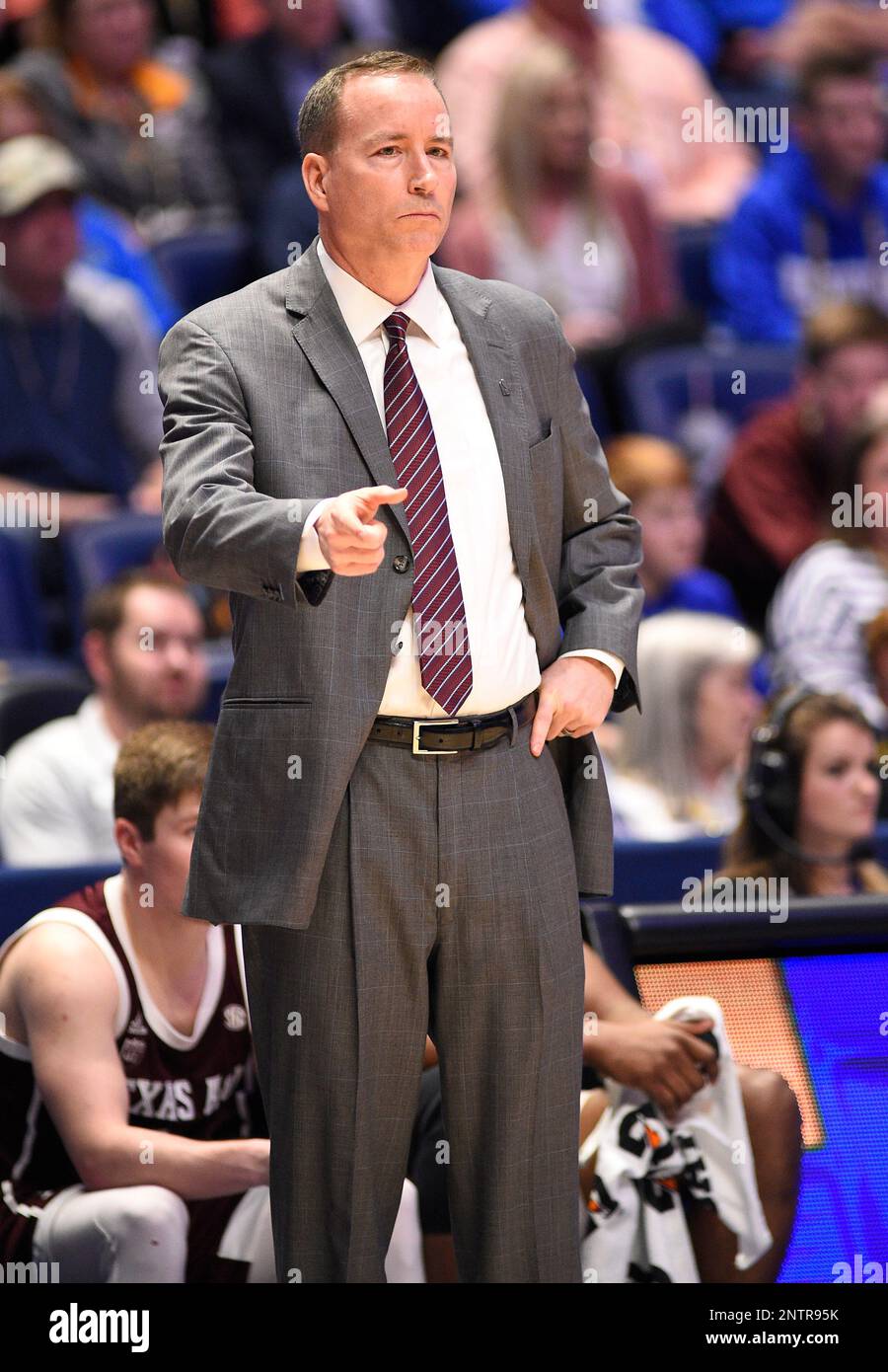March 14, 2019; Texas A&M Aggies head coach Billy Kennedy directs his ...