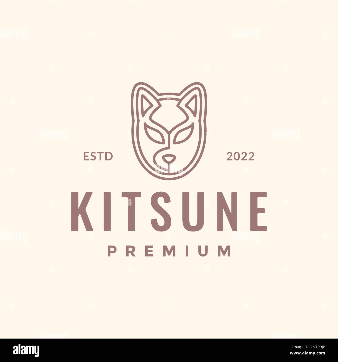 japan culture mask animal cat kitsune minimal line art hipster logo ...