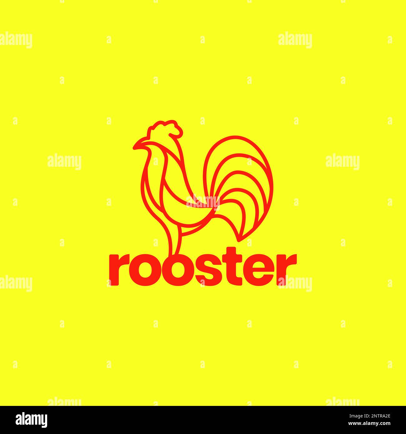 poultry animal chicken rooster meat crowing lines art modern logo ...