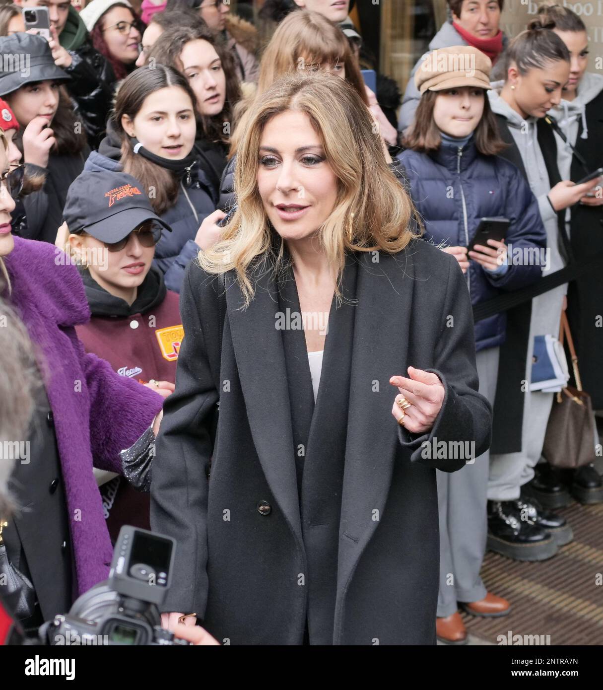 Celebrities posing for fans outside Armani hotel, Lombardy, Italy Stock ...
