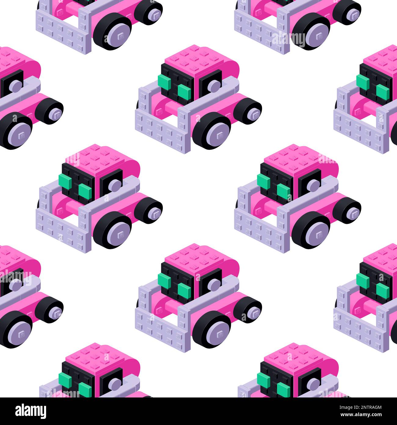 Pattern of pink cute robots in isometry. Vector clipart Stock Vector Image & Art - Alamy