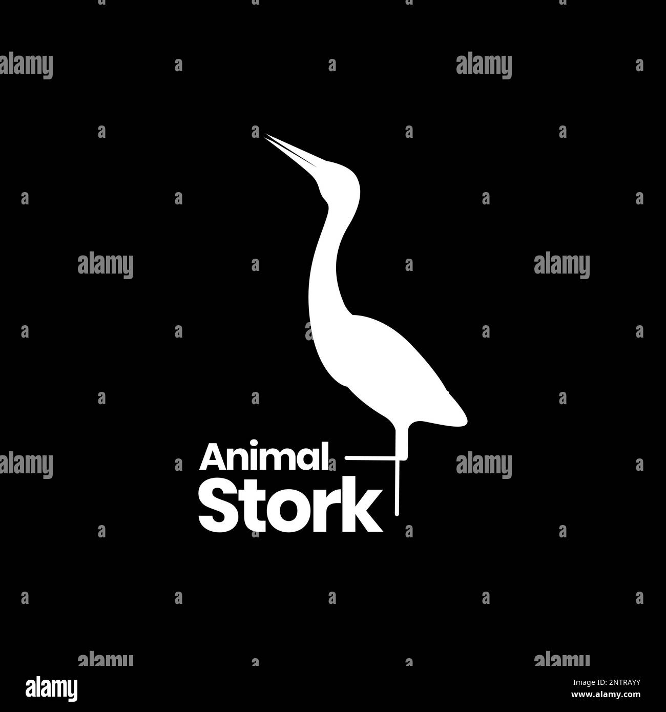 animal bird white stork lake hunting fish modern minimalist logo design ...