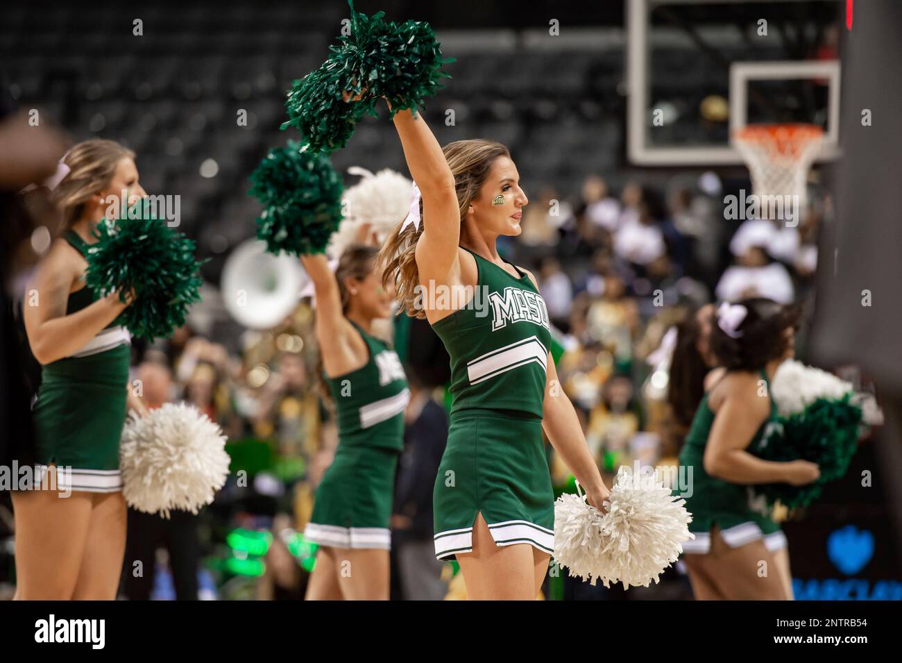 BROOKLYN, NY - MARCH 14: George Mason Patriots cheerleaders during the ...