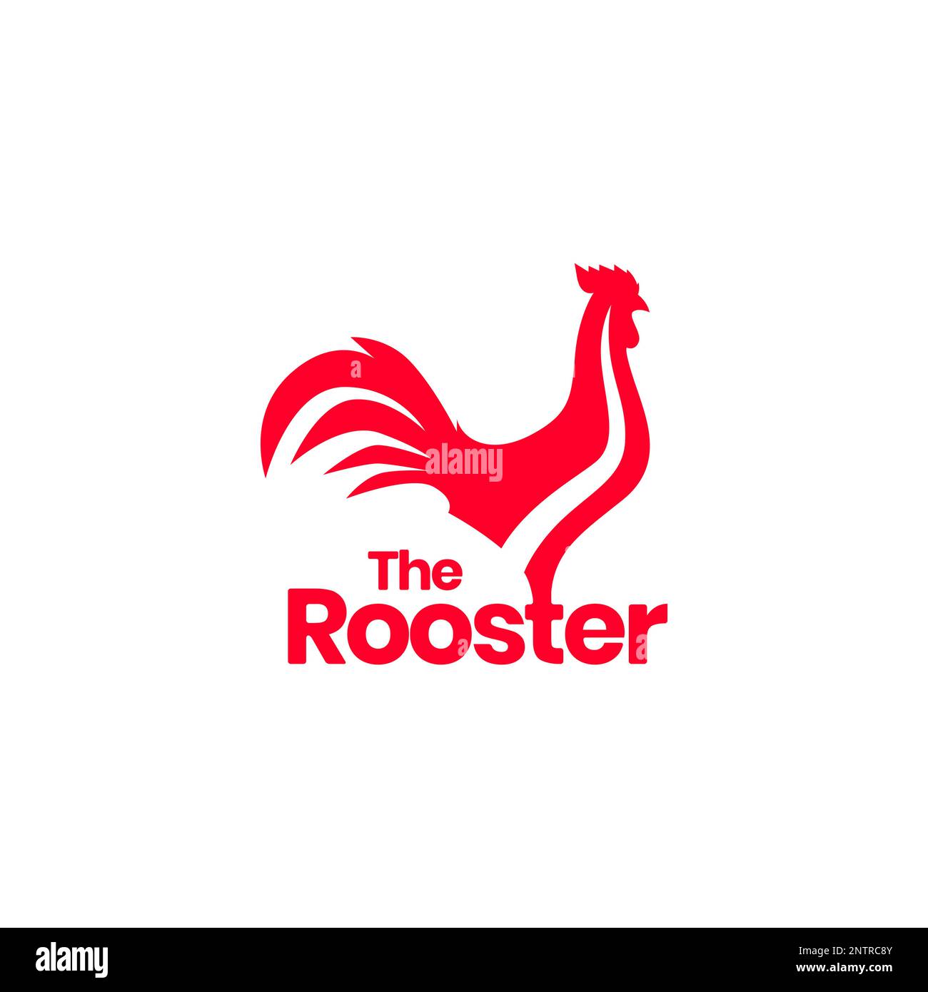 long tails rooster poultry animal red modern logo design vector icon ...