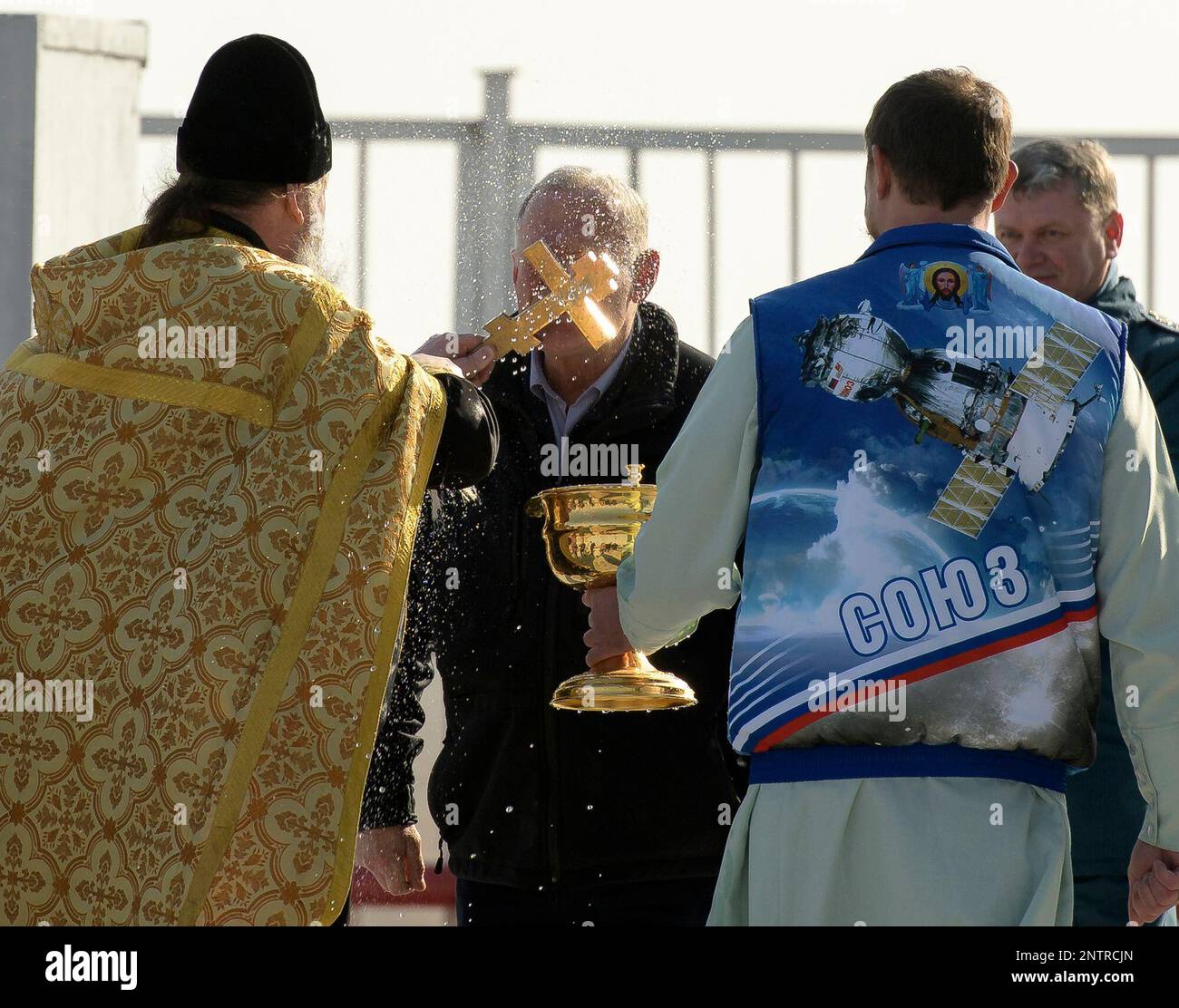 Russian Orthodox Priest Father Sergei blesses mission management at the ...