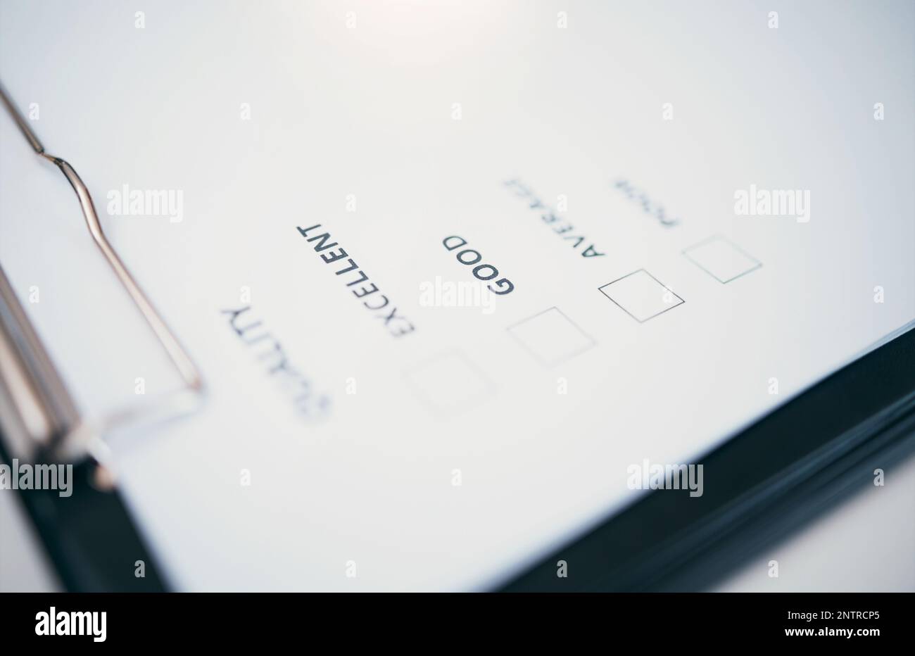 Closeup, document and survey for research, report and writing with ...