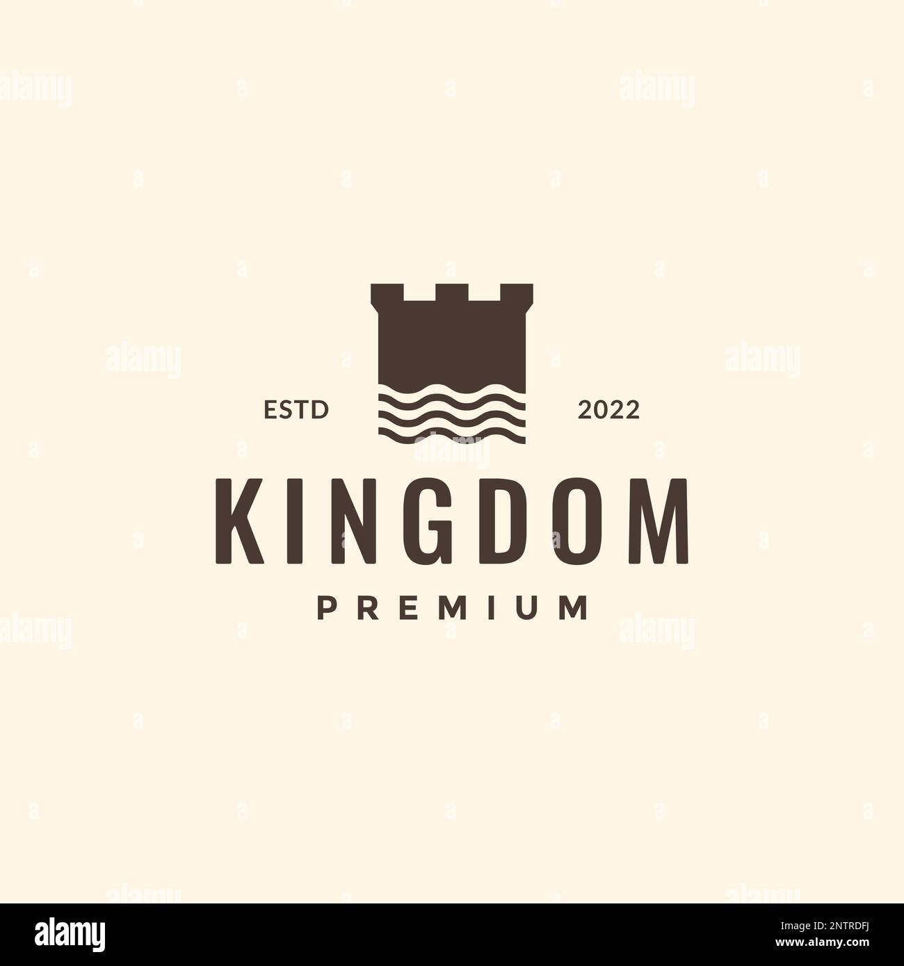 castle monument kingdom and water wave lake hipster vintage logo design ...