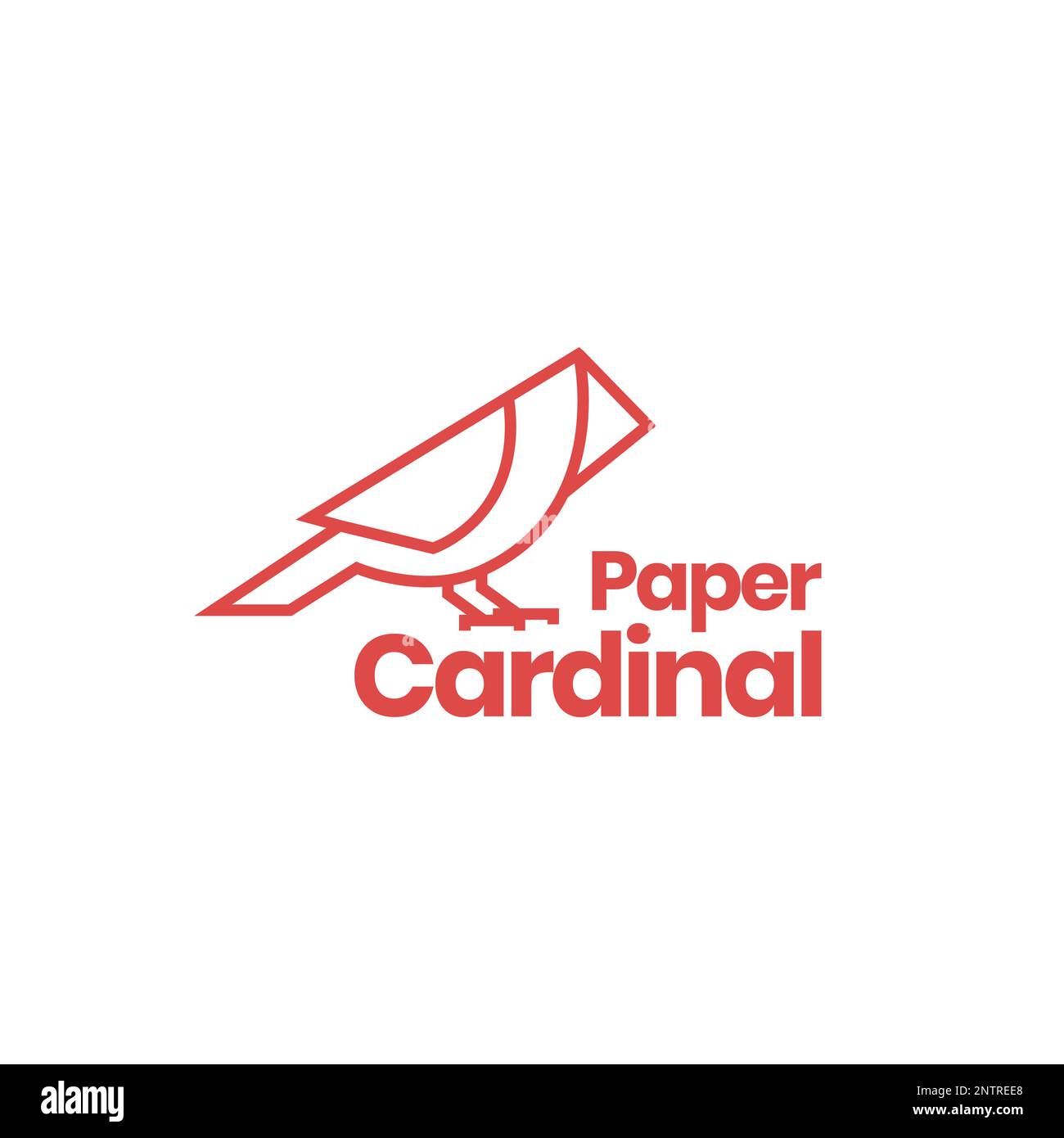 bird perched cardinal paper craft style line minimal logo design vector ...