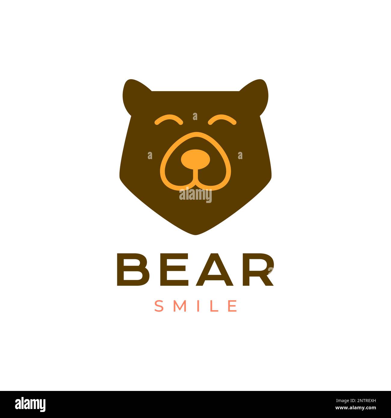 animal beast grizzly face flat mascot smile modern minimal simple logo ...