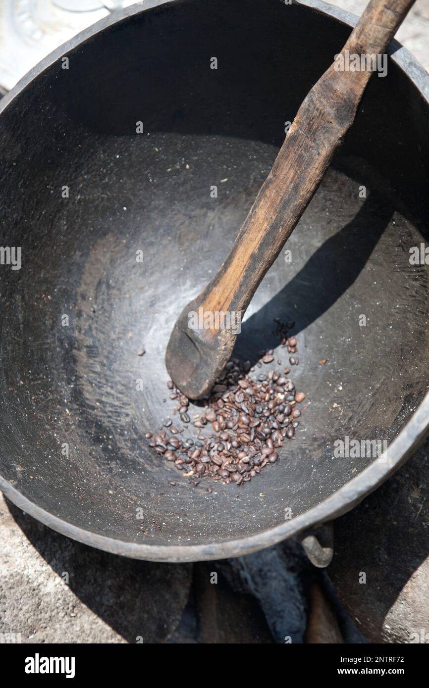 Coffee roasting, Dry Harbour Mountains, Jamaica Stock Photo - Alamy