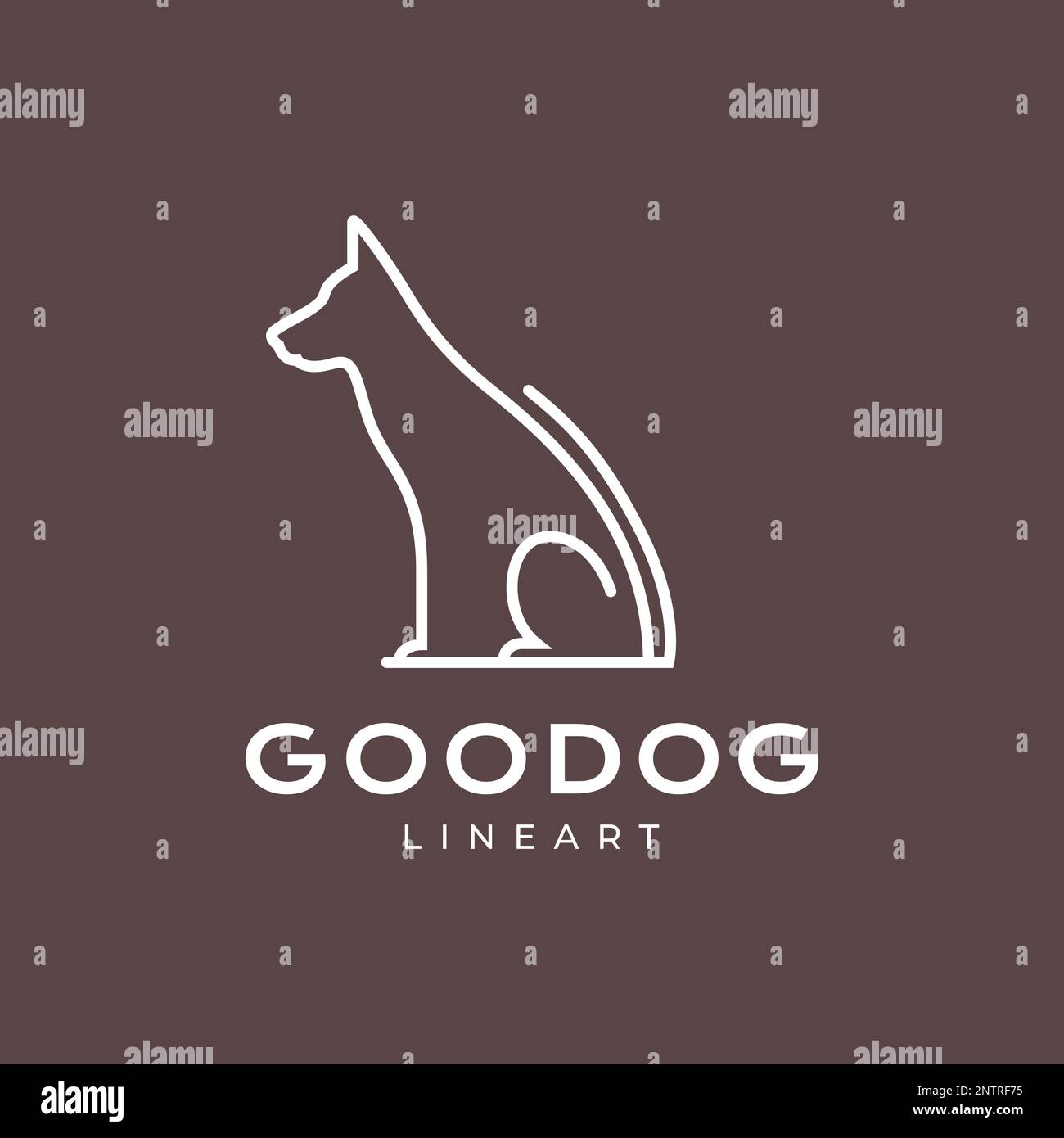 animal pets dog puppy alone line art simple modern minimalist logo ...