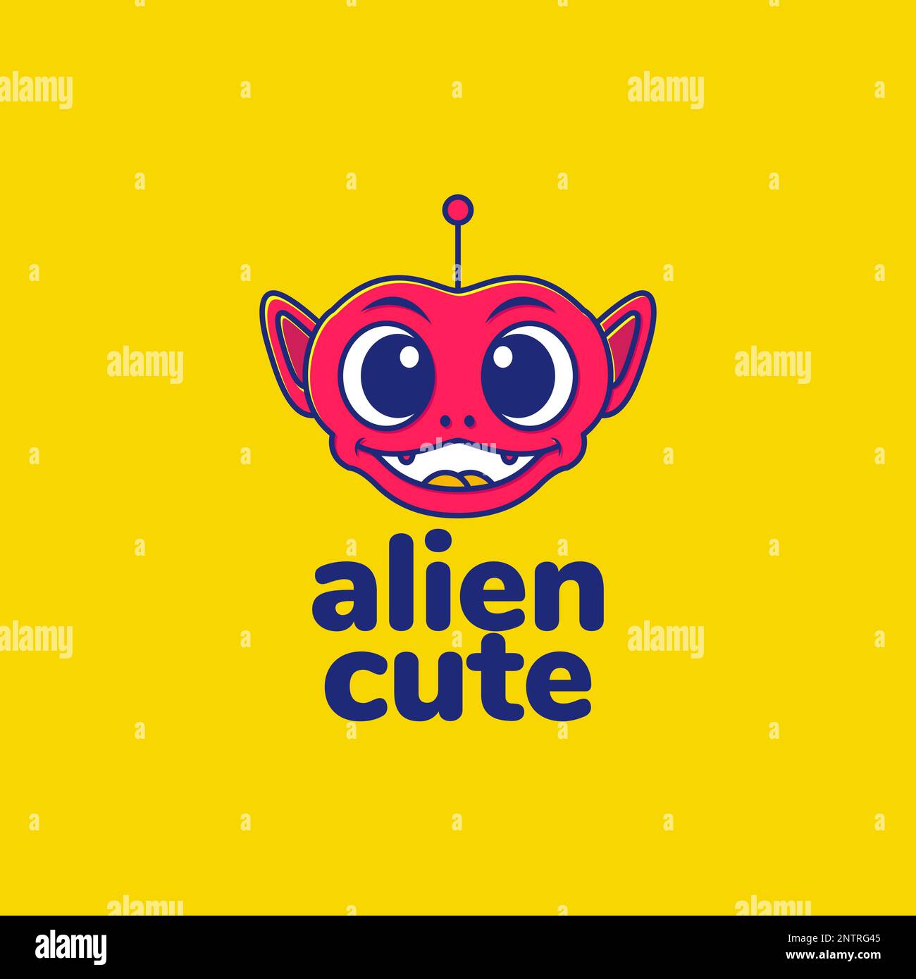 mascot cartoon alien creature space sky cute smile colorful logo design ...