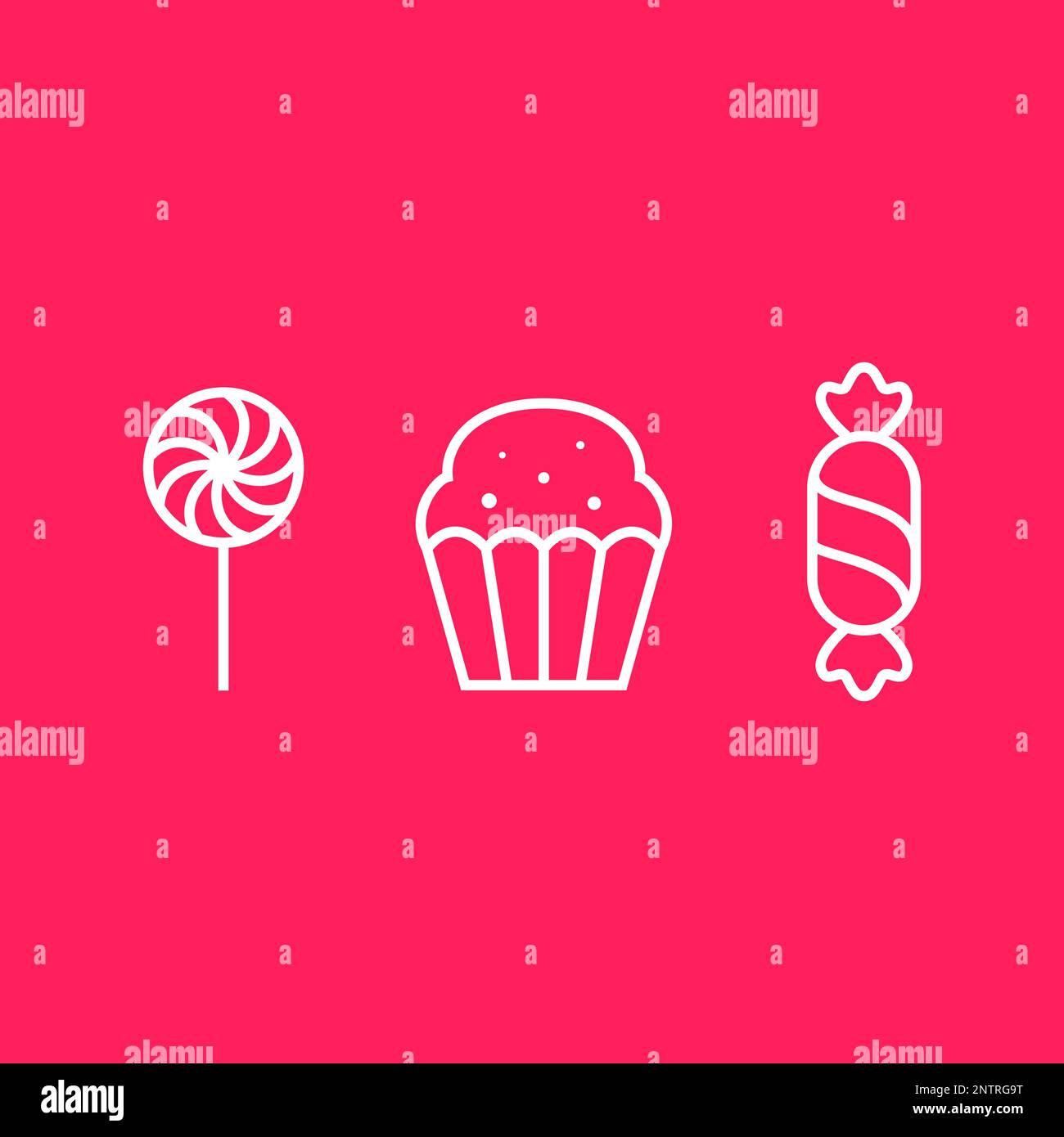 kids food favorite cake and lollipop candy line minimalist design ...