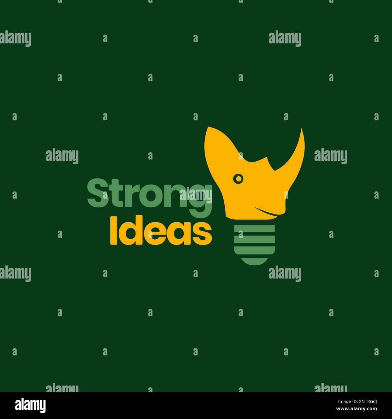 bulb lamp lighting ideas rhino animal strong logo design vector icon ...