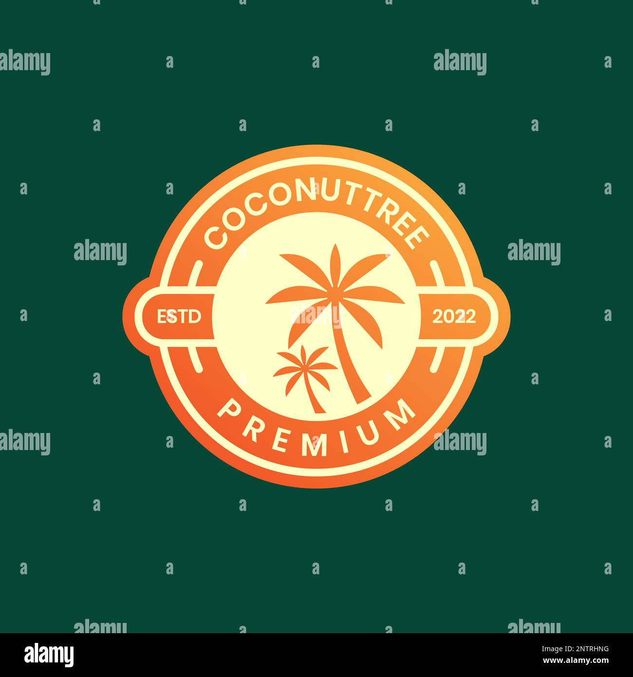 coconut tree beach circle badge sticker logo design vector icon ...
