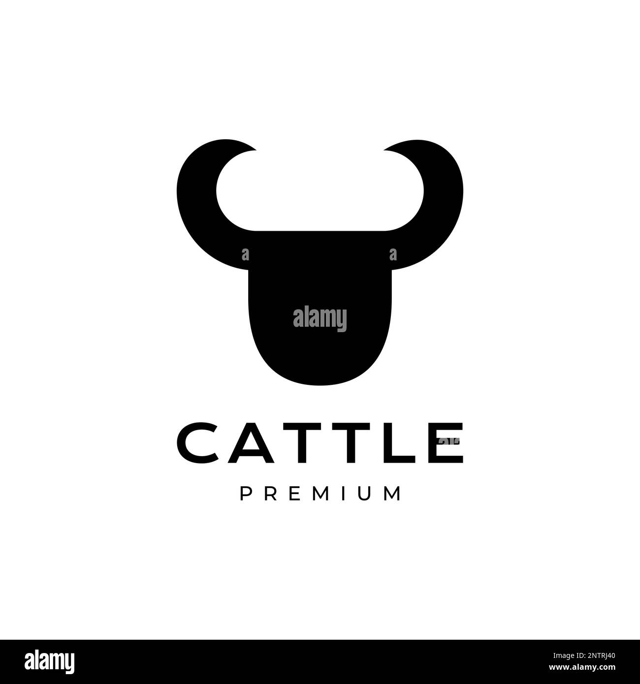 horned cattle livestock animal flat simple black logo design vector ...