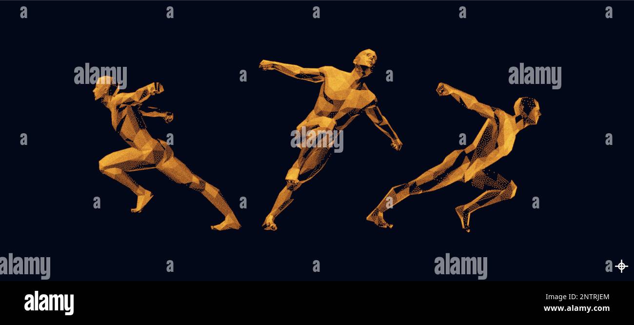 Running man or marathon runner. 3D human body model. Design for sport ...