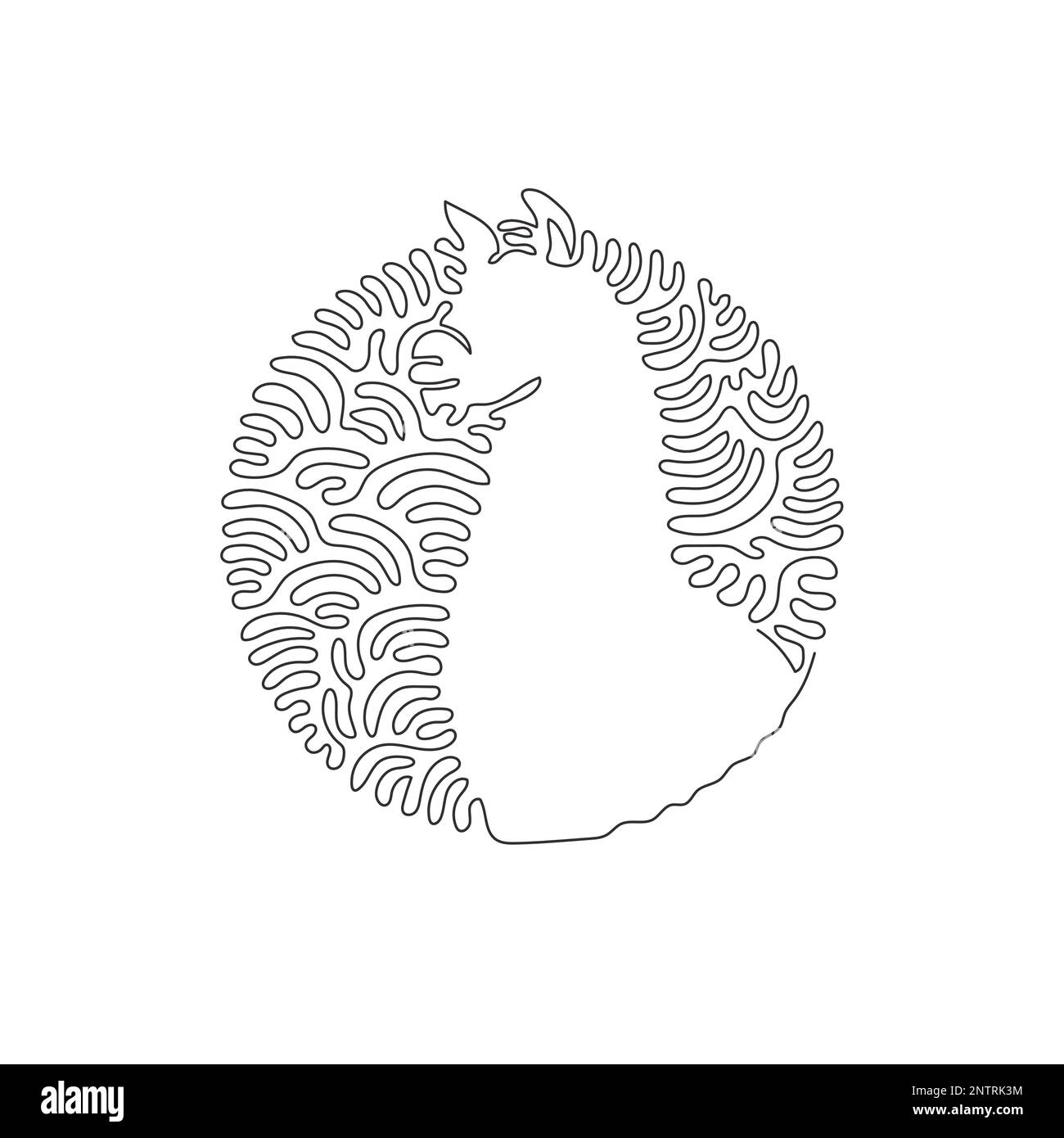 Single curly one line drawing of cute alpaca abstract art. Continuous ...