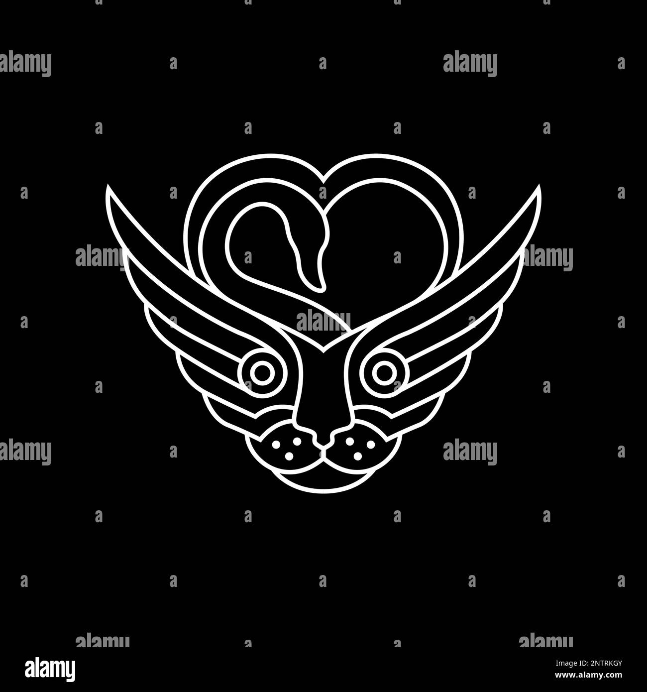 fairy tail animal legend lion wings goose love line minimalist logo ...