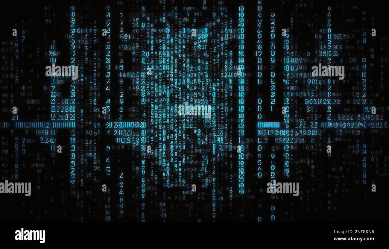 Blue Digital Background Random Binary Code Created Using Generative