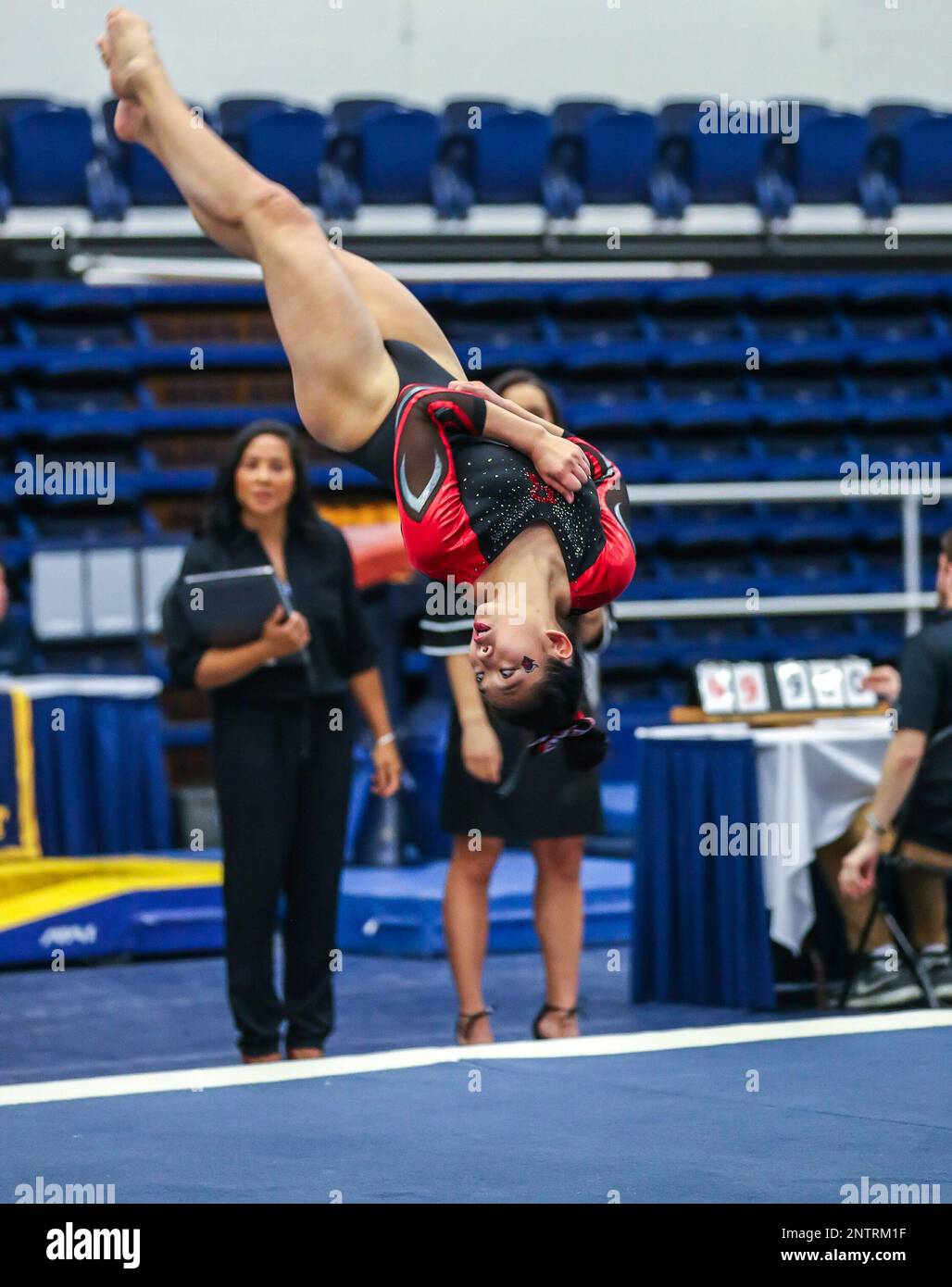 March 10, 2019: Rutgers gymnast Belle Huang does a tumbling run on the ...