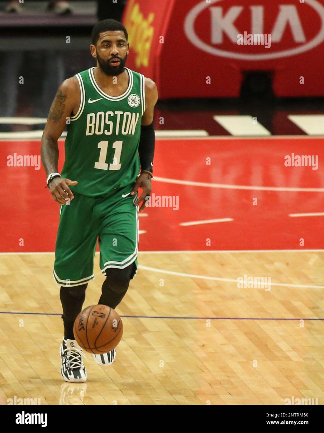March 11, 2019 Los Angeles, CA..Boston Celtics guard Kyrie Irving #11 ...