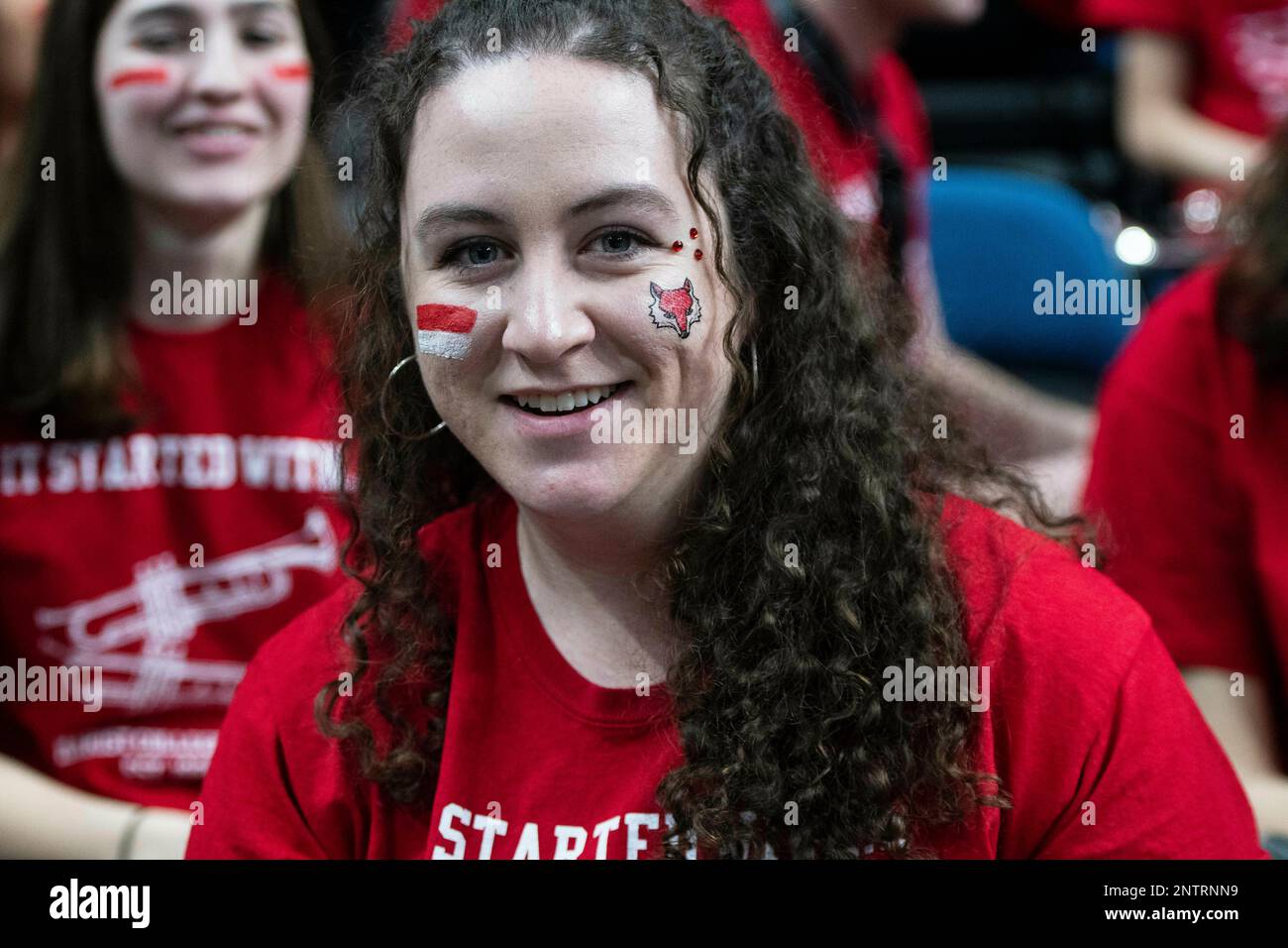 ALBANY, NY - MARCH 11: A Marist Red Foxes Band Member poses with their ...