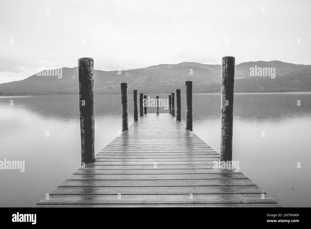 Jetty at Derwentwater for ferry landing in the Lake District near ...