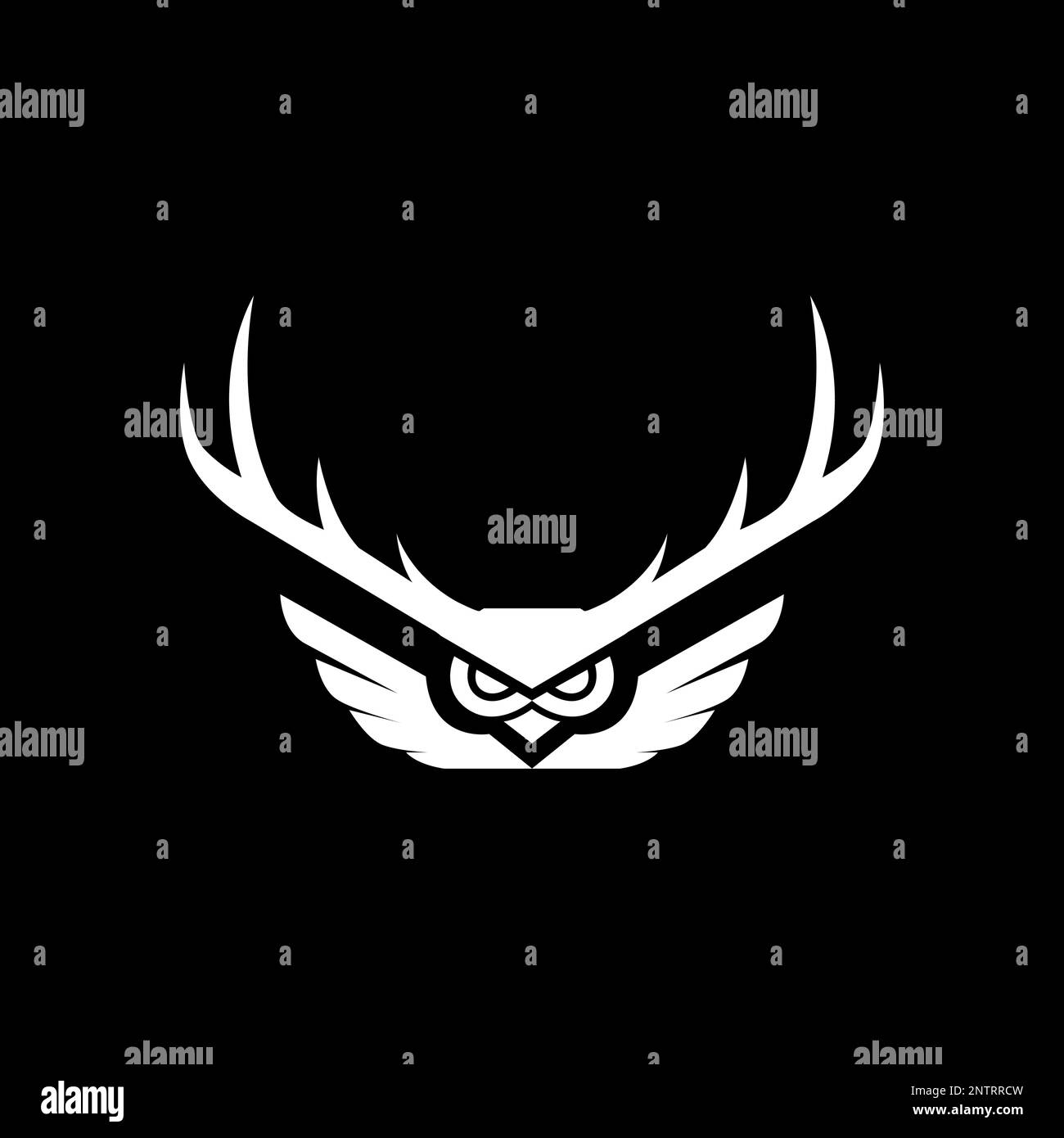 animal nocturnal night hunting carnivore bird owl horned logo design vector icon illustration ...