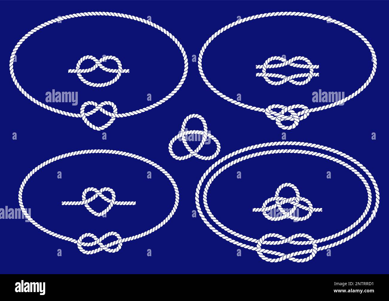 Nautical rope knots, frames and border set. Seamless decorative marine ...