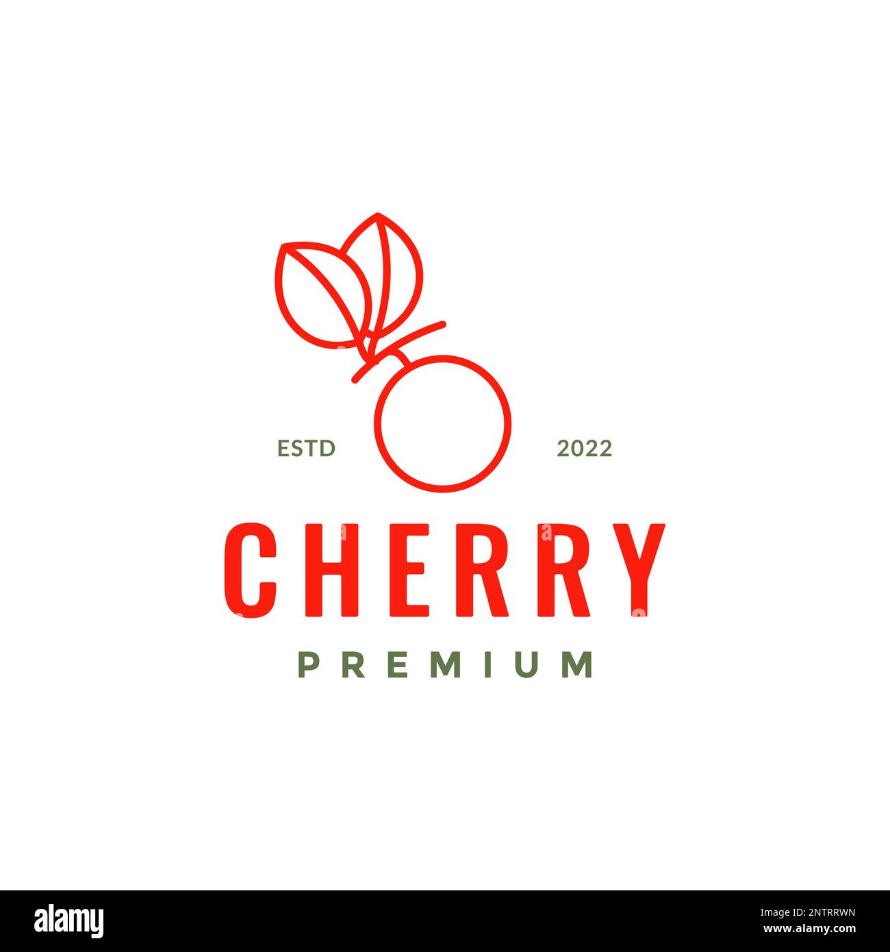 fruit fresh red cherry lines minimalist logo design vector icon ...