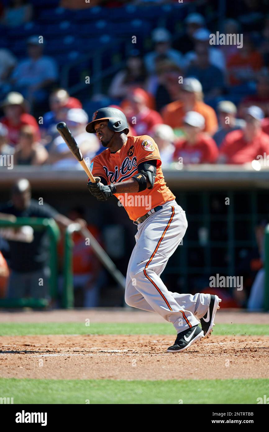 Baltimore Orioles shortstop Alcides Escobar (1) follows through on a ...