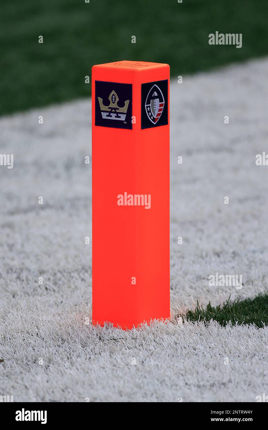 ATLANTA, GA - MARCH 10: A goal line pylon during the AAF game between ...