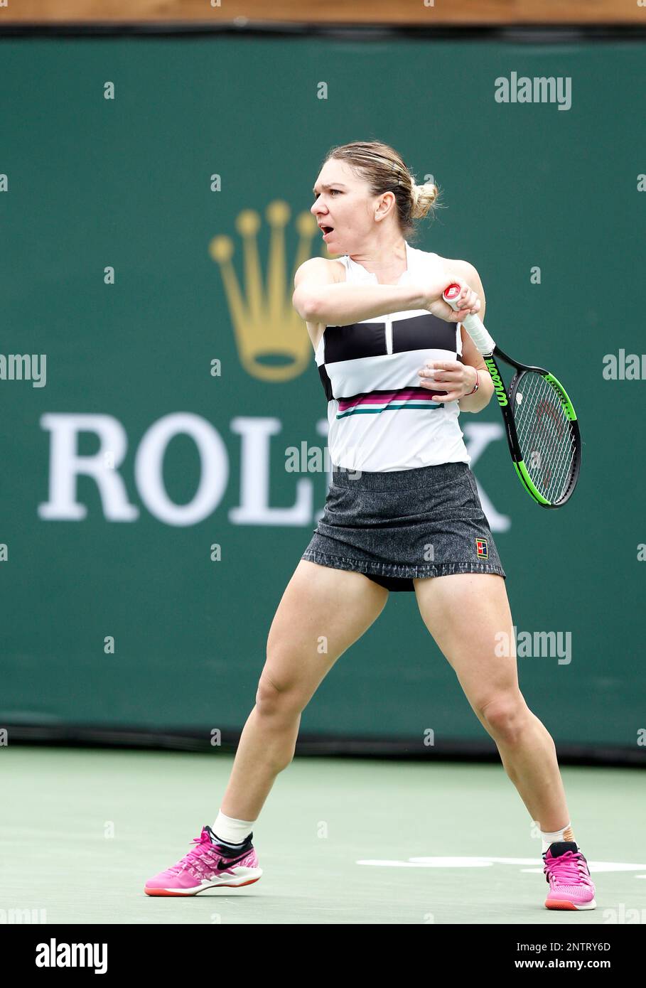 INDIAN WELLS, CA - MARCH 10: Simona Halep (ROU) hits a forehand during ...