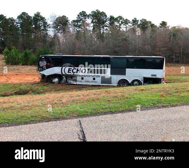 A bus is off the road after a fatal bus crash in Tyler, Texas, Sunday ...