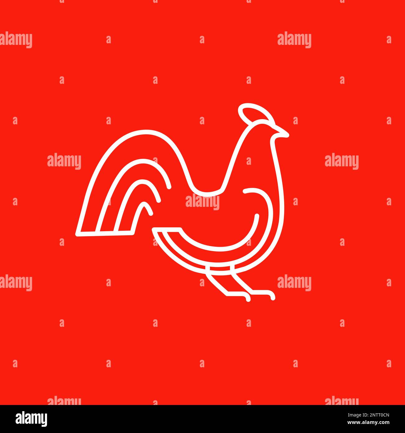 animal poultry chicken rooster farm meat line art minimalist modern ...