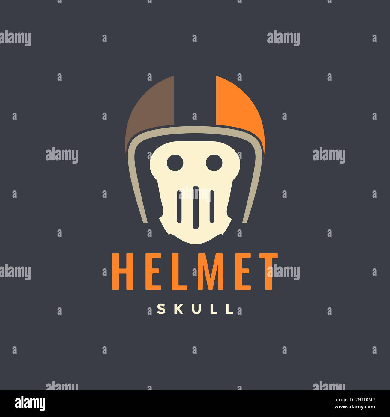 Skull Cranium Brain Pan Wearing Helmet Retro Simple Clean Logo Design Vector Stock Vector Image