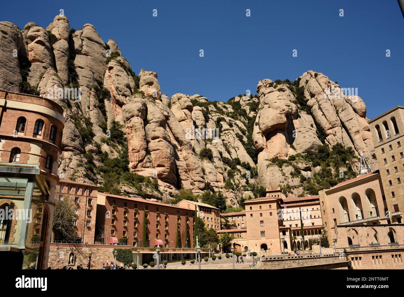 Montserrat Monastery surrounded by mountains near Barcelona in Spain ...
