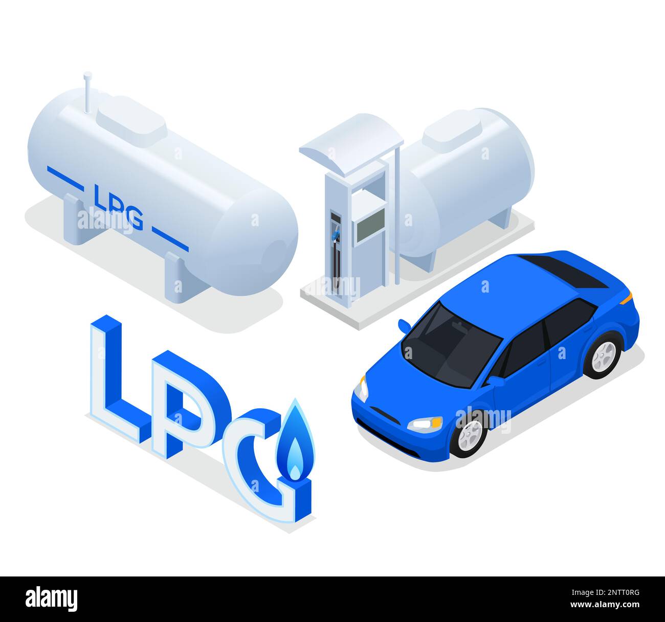 LPG isometric design concept set of container with liquefied petroleum ...
