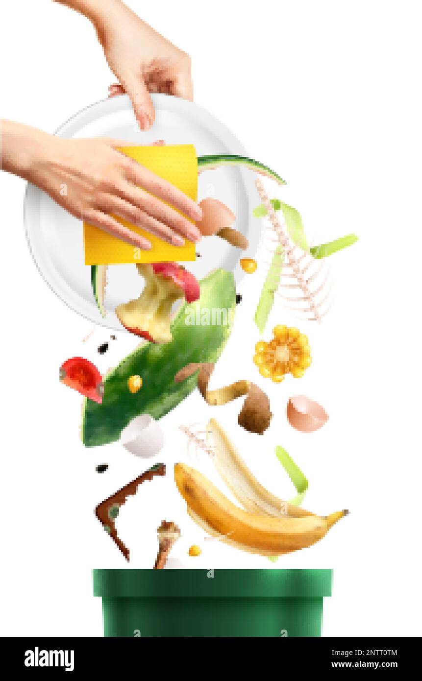Food waste bin plate Stock Vector Images - Alamy