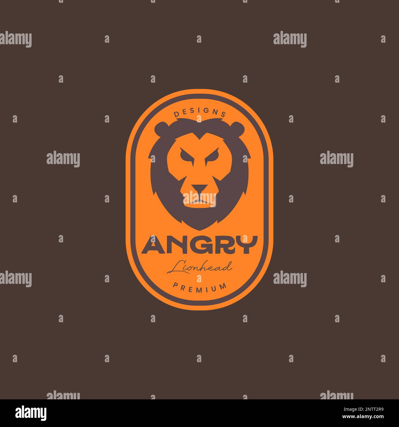 head angry lion mane beast forest savanna badge vintage logo design ...