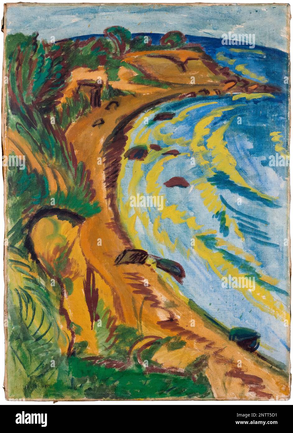 Bay on the Fehmarn Coast, landscape painting in oil on canvas by Ernst ...