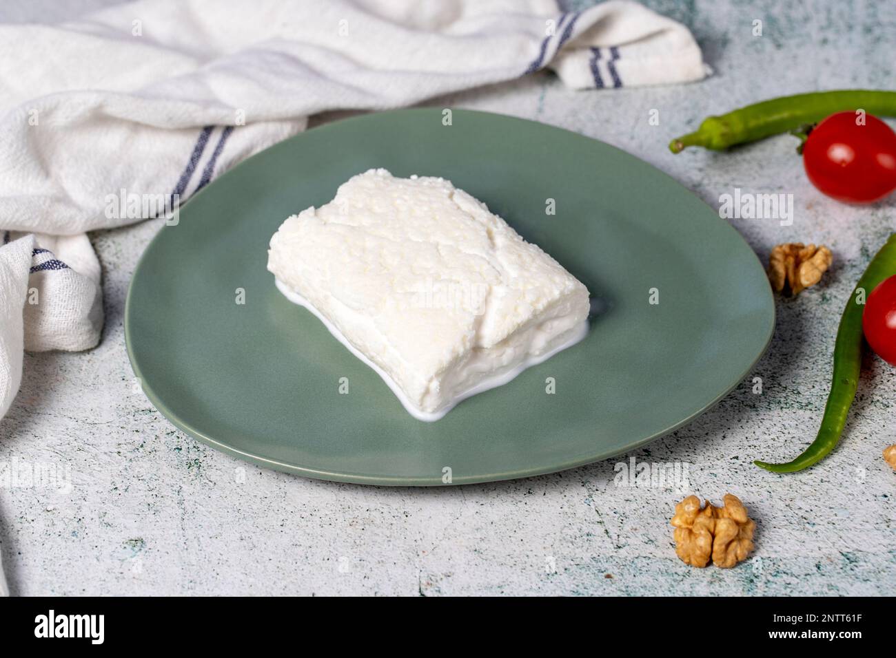 Clotted cream or butter cream. Turkish creamy dairy product. Cow's ...