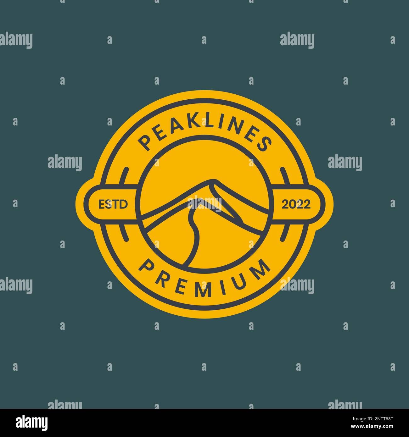 peak high hill mountain minimalist line art circle badge vintage logo ...