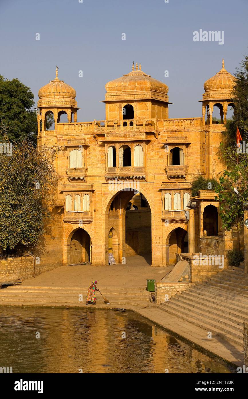 Tilon ki Pol archway in Gadi Sagar, the tank was once the water supply ...