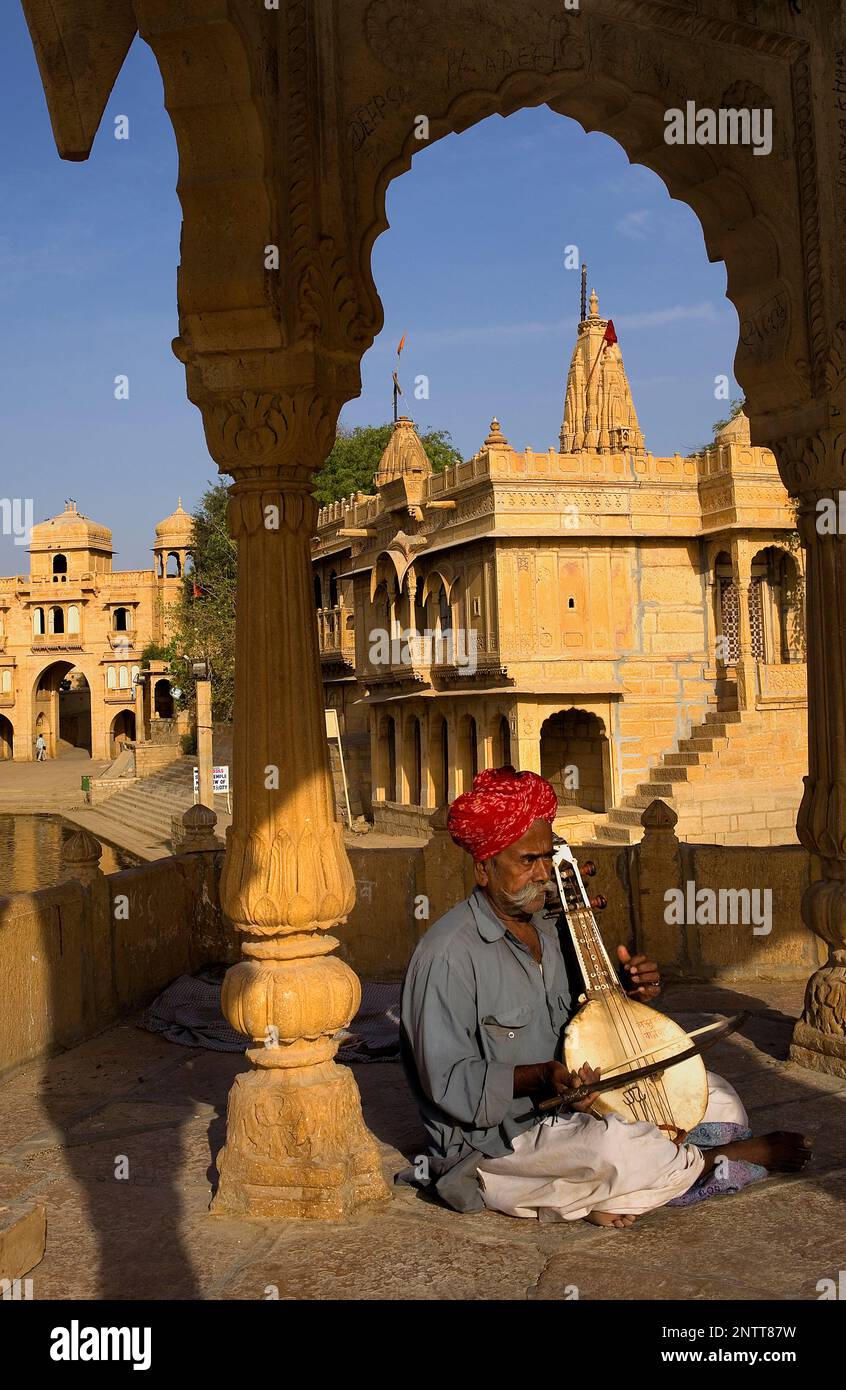Musician in Gadi Sagar, the tank was once the water supply of the city ...