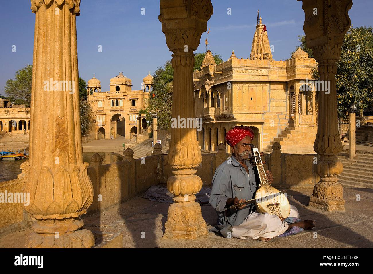 Musician in Gadi Sagar, the tank was once the water supply of the city ...