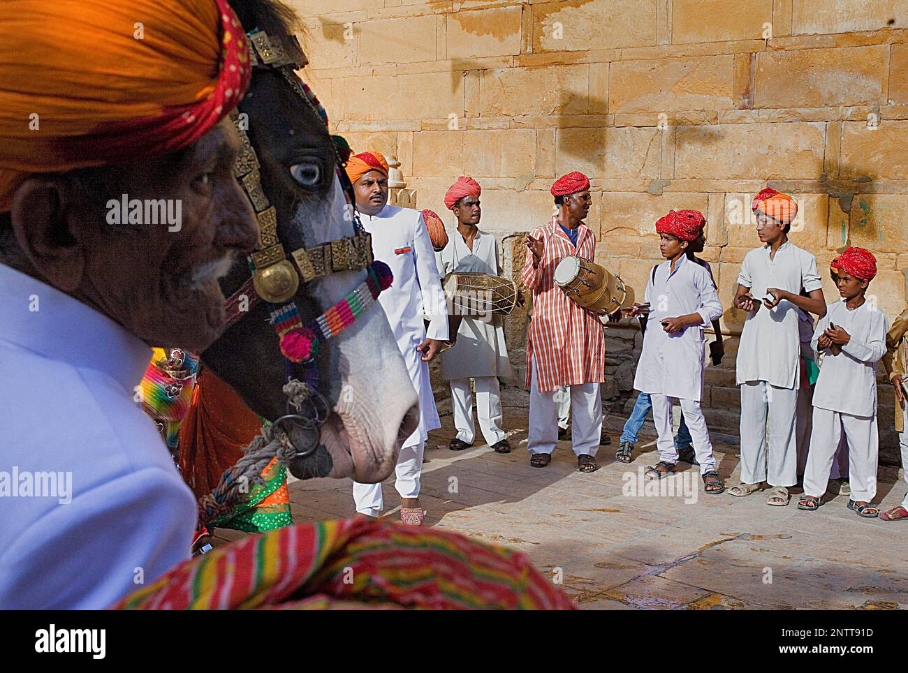 Gangaur festival,musicians inside the Fort near Raj Mahal (Royal Palace ...
