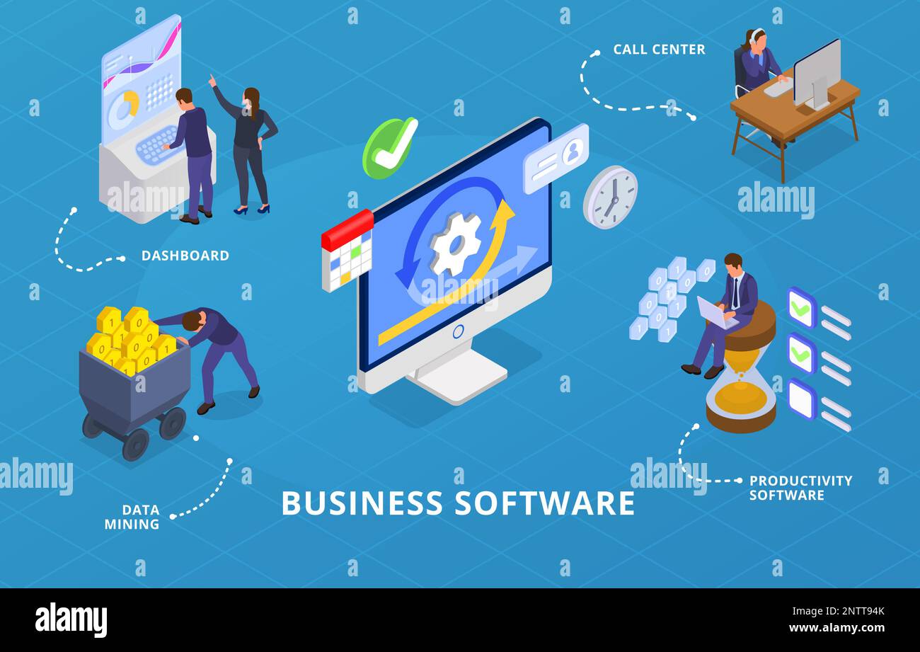 business software infographics background depicting call center ...